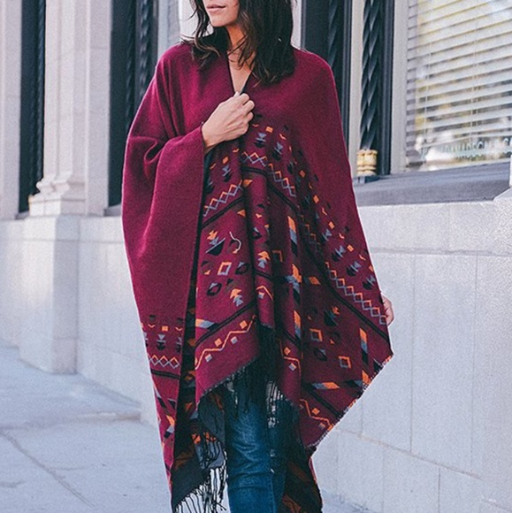 Jackets & Coats | Rustic Southwest Burgundy Wrap | Poshmark